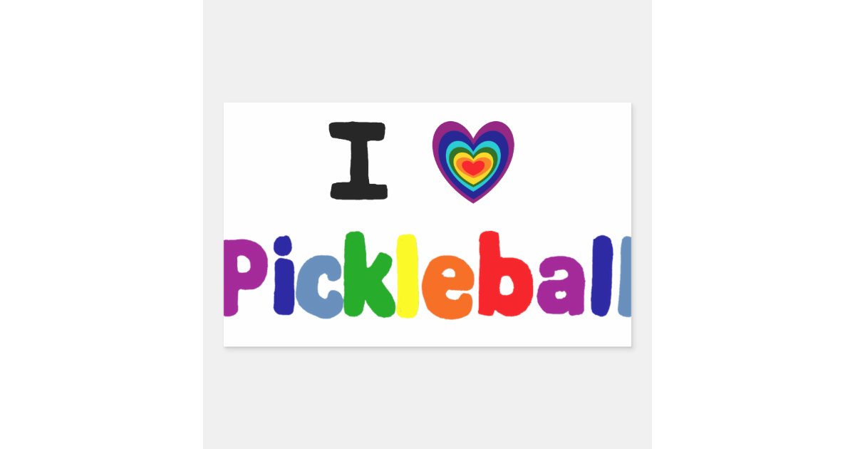 Fun Colorful Pickleball Letters Art Rectangular Sticker | Zazzle