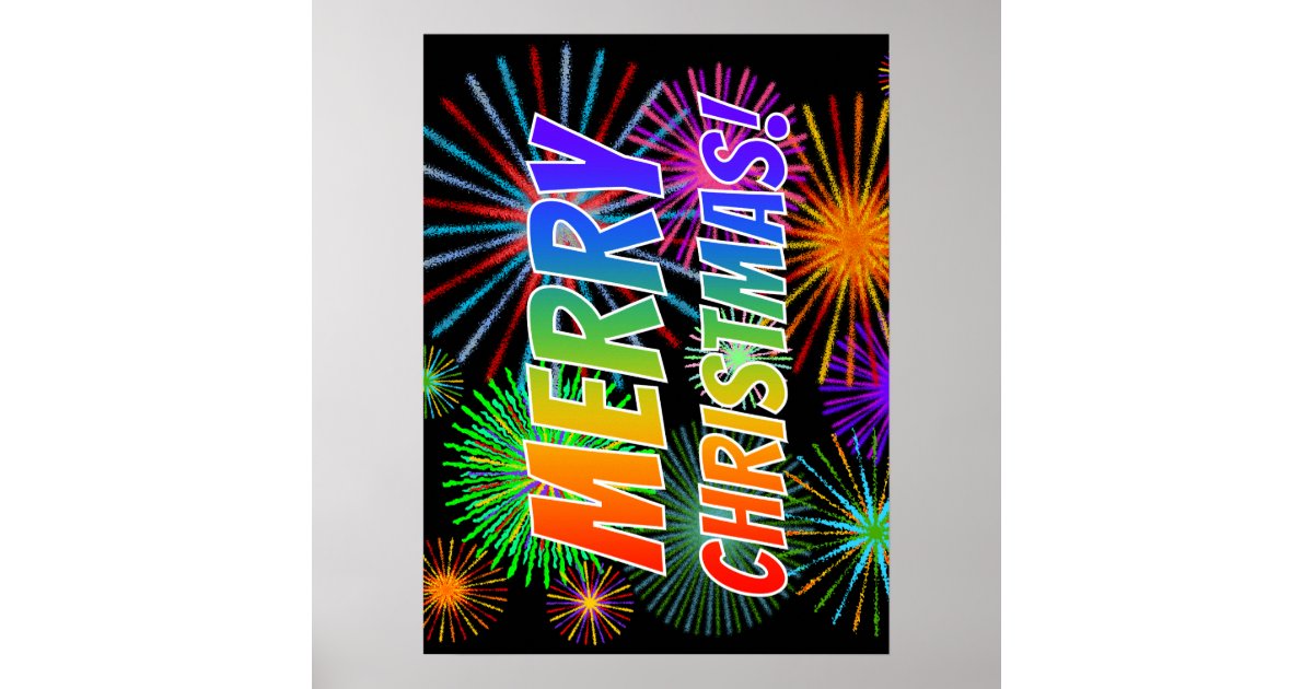 Fun, Colorful, Rainbow Spectrum "MERRY CHRISTMAS!" Poster | Zazzle