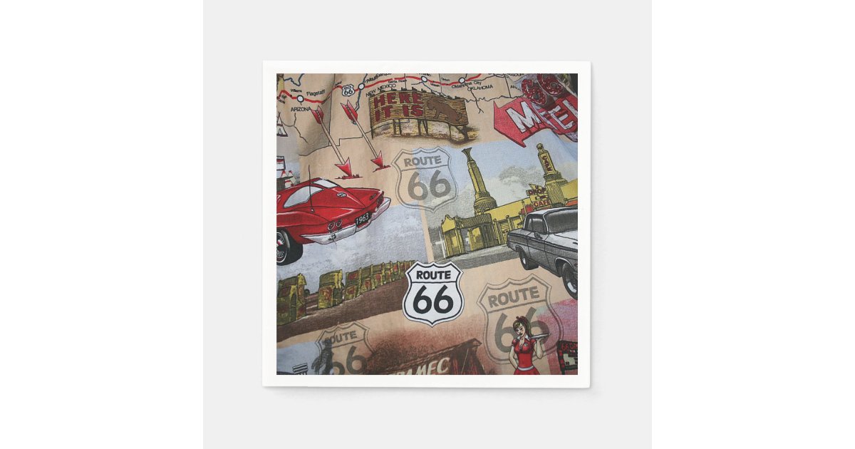 Fun Colorful Route 66 Collage Pattern Napkins | Zazzle