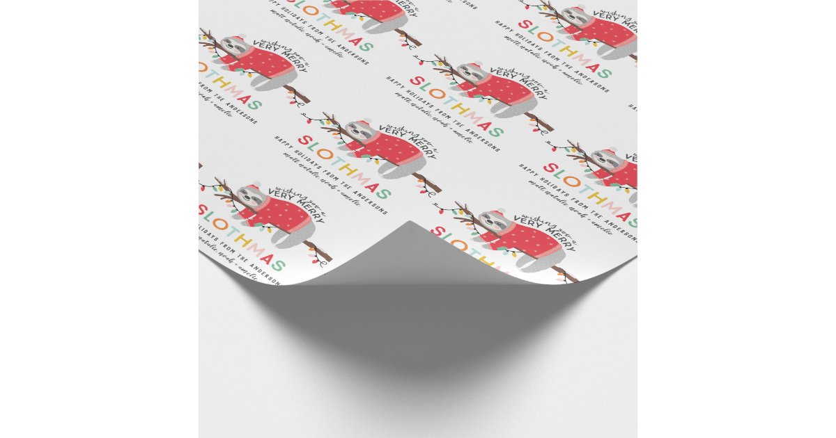 fun colorful sloth christmas wrapping paper | Zazzle