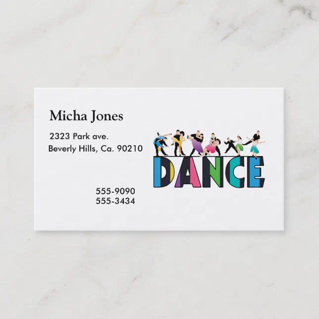 Fun & Colorful Striped Dancers Dance Business Card | Zazzle