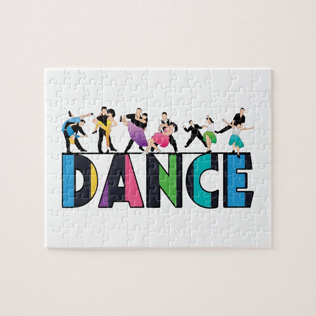 Fun & Colorful Striped Dancers Dance Jigsaw Puzzle | Zazzle