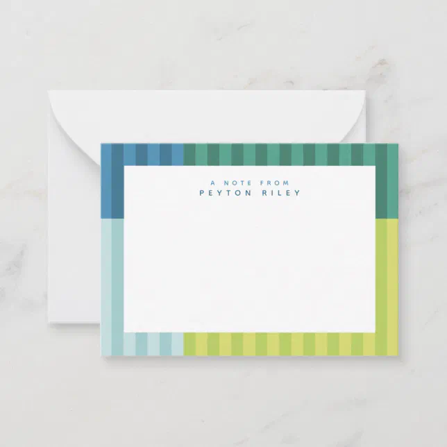 Fun colorful stripes cute personalized children's note card | Zazzle