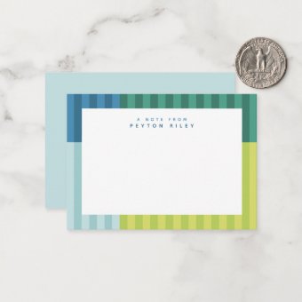 Fun colorful stripes cute personalized children's note card | Zazzle