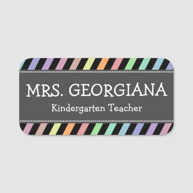 Fun, Colorful Stripes, Personalized Teacher Name Name Tag | Zazzle
