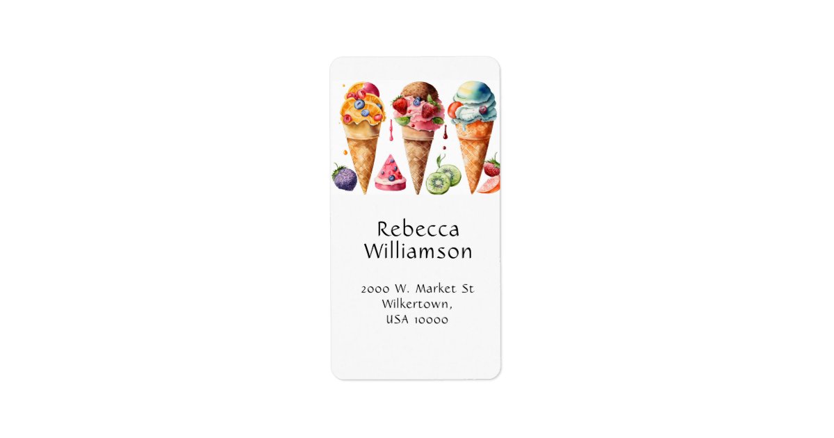 Fun, Colorful Summer Ice Cream Cones Label | Zazzle