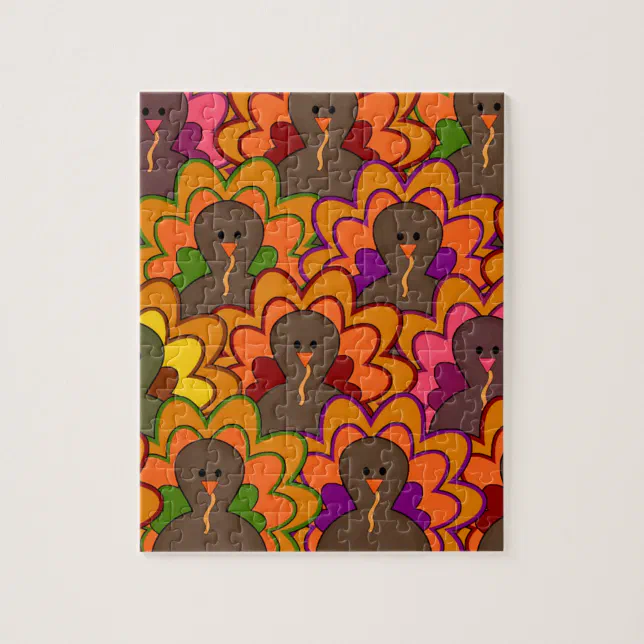 Fun Colorful Thanksgiving Turkeys Jigsaw Puzzle | Zazzle