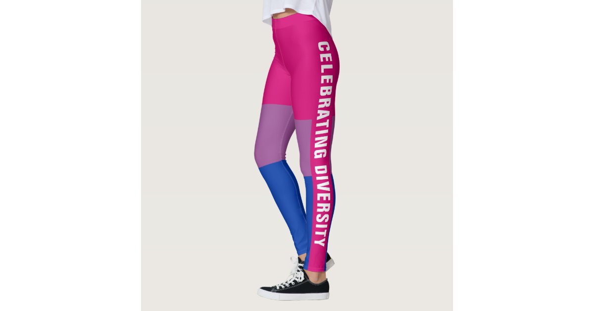 Fun Colorful Unique LGBTQ Bisexual Pride Flag Text Leggings | Zazzle