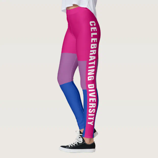 Fun Colorful Unique LGBTQ Bisexual Pride Flag Text Leggings | Zazzle