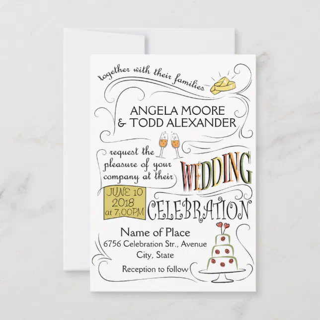 Fun, colorful wedding invitation design | Zazzle