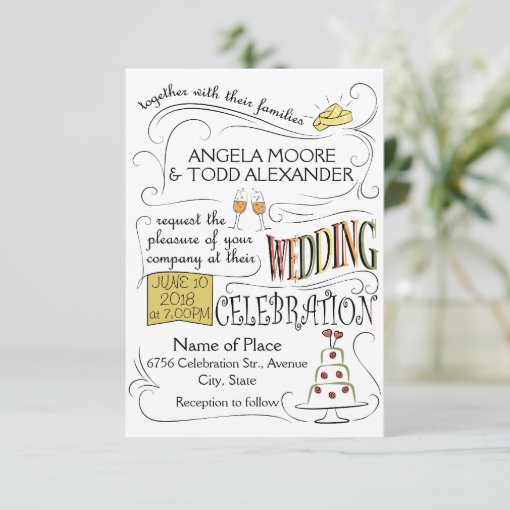 Fun, colorful wedding invitation design | Zazzle