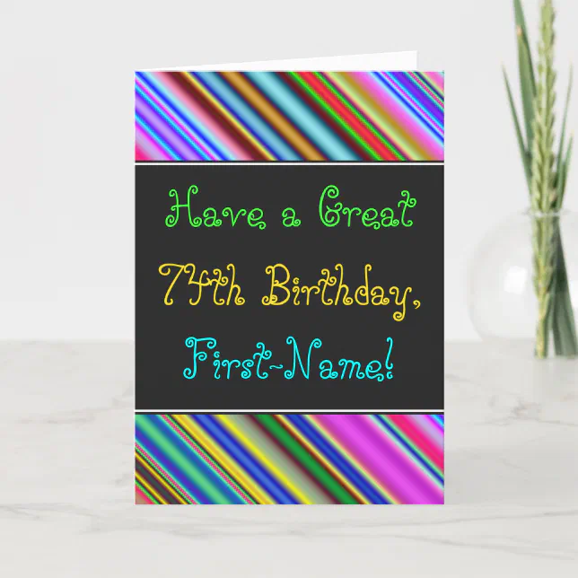 Fun, Colorful, Whimsical 74th Birthday Card | Zazzle