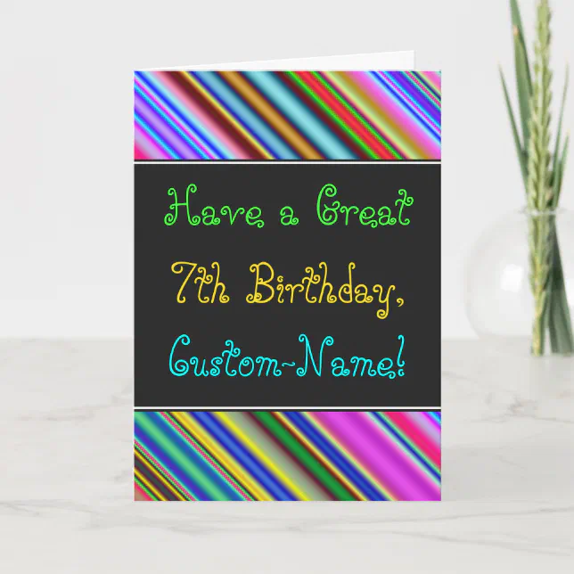 Fun, Colorful, Whimsical 7th Birthday Card | Zazzle