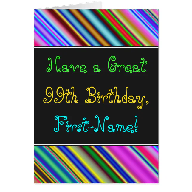 Fun, Colorful, Whimsical 99th Birthday Card | Zazzle