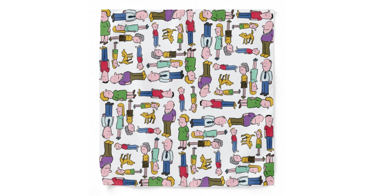 Fun Colourful Cartoon Characters on a Patterned Bandana | Zazzle