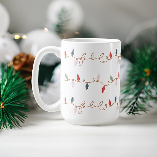 Fun Colourful Fa La Christmas String Light Coffee Mug | Zazzle