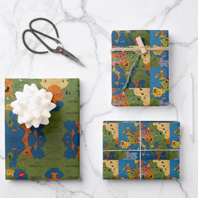 Fun colourful kids world map wrapping paper sheets | Zazzle