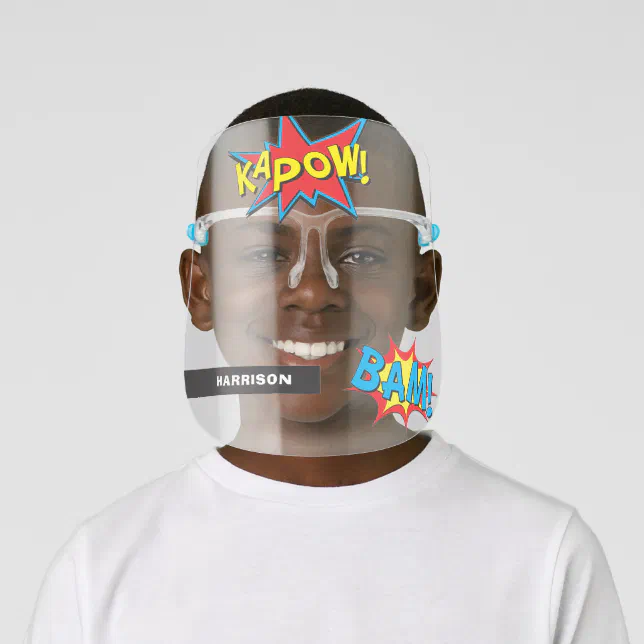 Fun Comic Book Superhero Face Shield | Zazzle