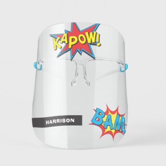 Fun Comic Book Superhero Face Shield | Zazzle