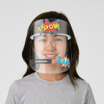 Fun Comic Book Superhero Face Shield | Zazzle