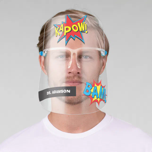 Fun Comic Book Superhero Face Shield | Zazzle