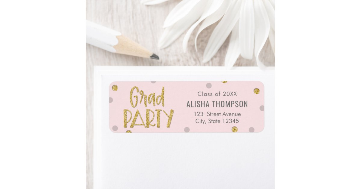 Fun Confetti Graduation Party Return Address Label | Zazzle