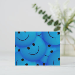 Fun Cool Happy Blue Faces Postcard | Zazzle