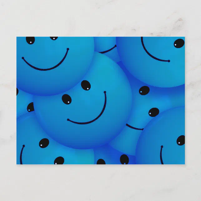 Fun Cool Happy Blue Faces Postcard | Zazzle