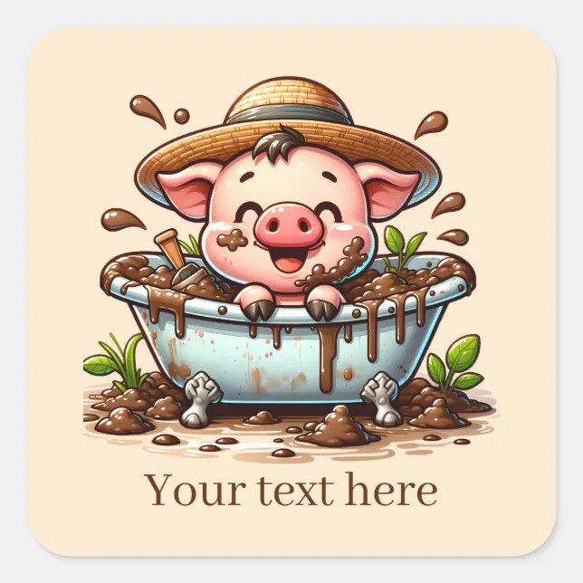 Fun Country pig lovers add text Square Sticker | Zazzle