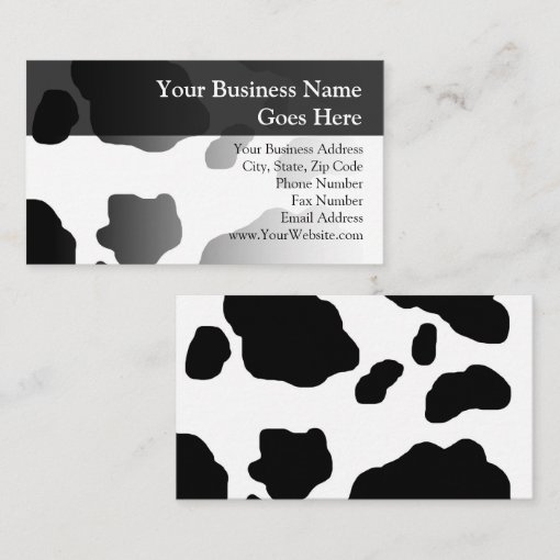 Fun Cow Print Personalized Farm Milk Dairy Business Card | Zazzle