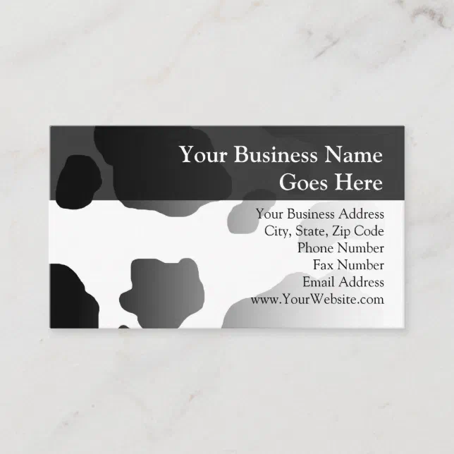 Fun Cow Print Personalized Farm Milk Dairy Business Card | Zazzle