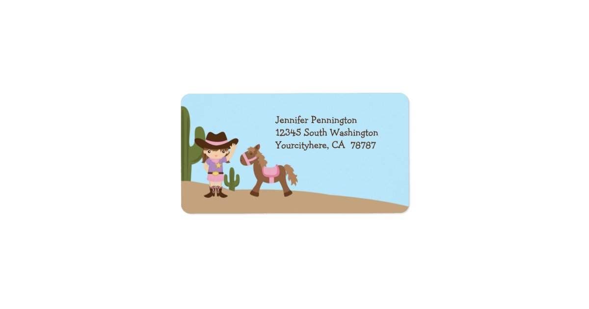 Fun cowgirl western girl address labels | Zazzle