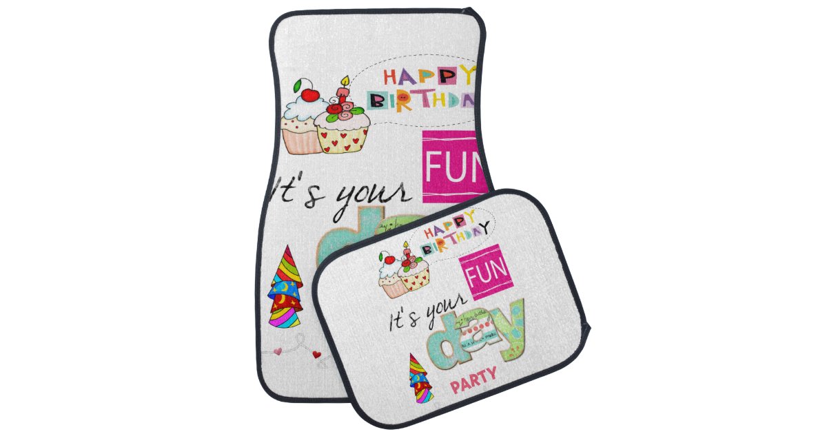 FUN Cupcake Happy Birthday Floor Car Mats | Zazzle