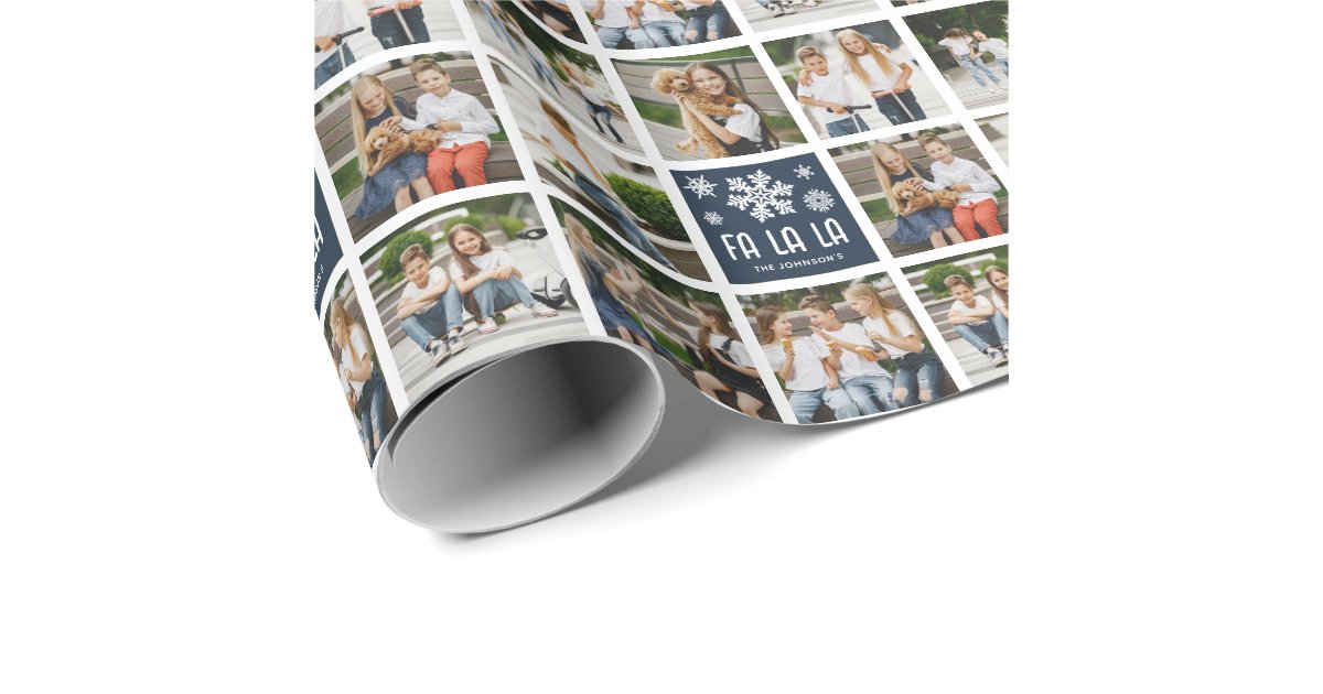 Fun Custom 8 x Photo Grid FA LA LA Wrapping Paper | Zazzle