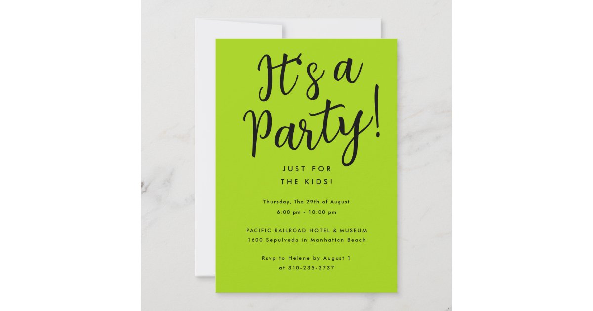 Fun Custom Colors Kid's Party Invitation | Zazzle
