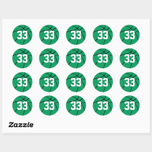 Fun Custom Green Basketball Jersey Number Stickers | Zazzle