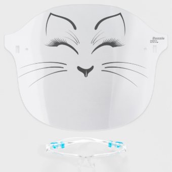 Fun Cute Black Cute Kitty Cat Face - Face Shield | Zazzle