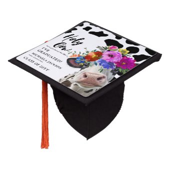 Fun Cute Floral 'Holy Cow' I've Graduated! Graduation Cap Topper | Zazzle