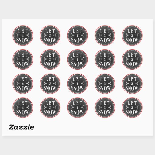 Fun Cute Let It Snow Blackboard Classic Round Sticker | Zazzle