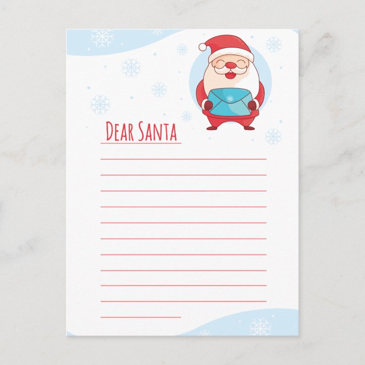 Fun Cute Letter to Dear Santa Claus lined template | Zazzle