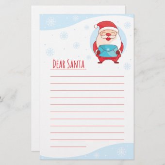 Fun Cute Letter to Dear Santa Claus lined template Stationery | Zazzle