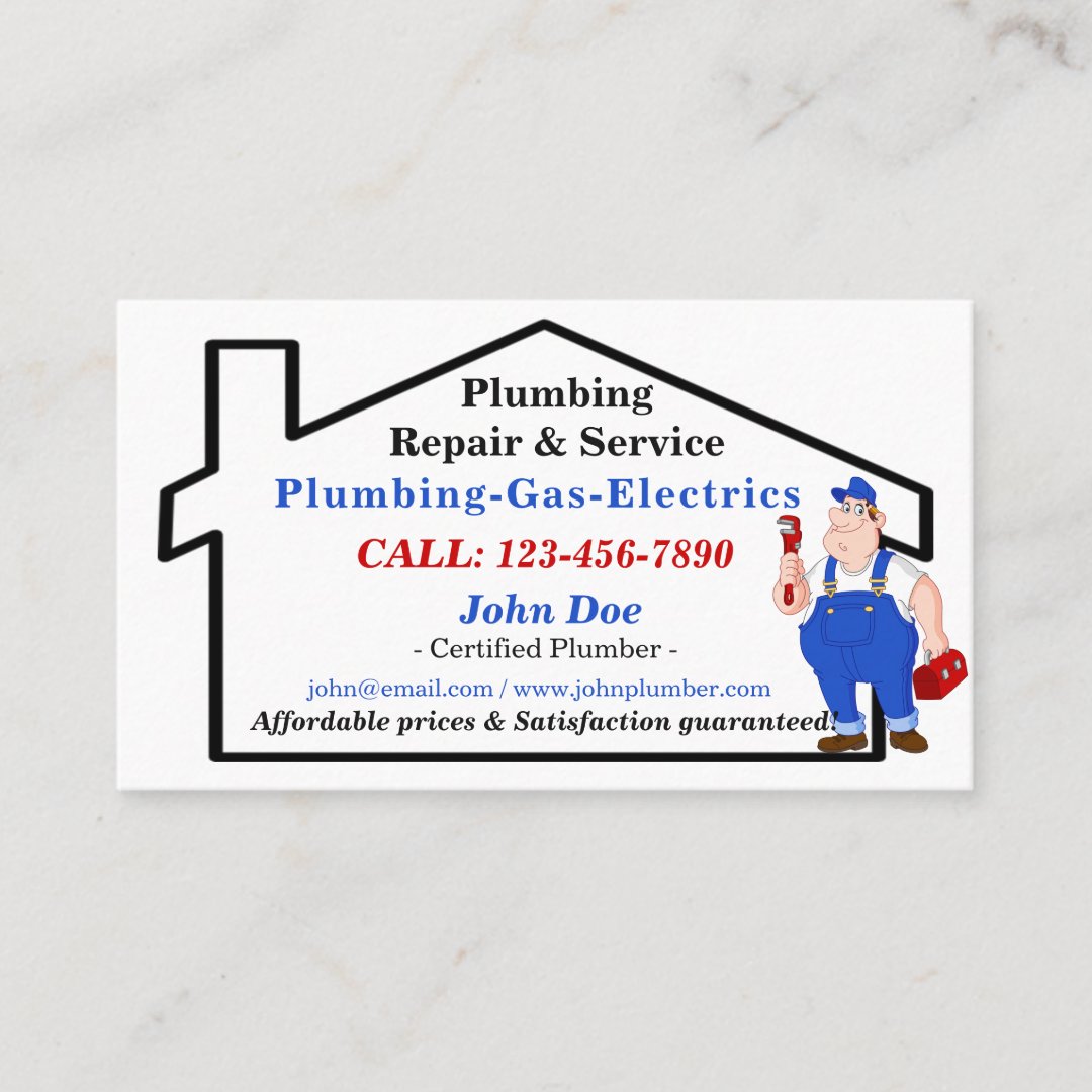 Fun Cute Plumbing Plumber Handyman Business Card | Zazzle