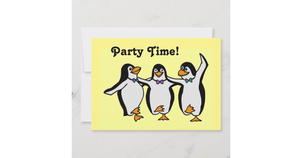 Fun Dancing Penguins Party Time! Invitation | Zazzle