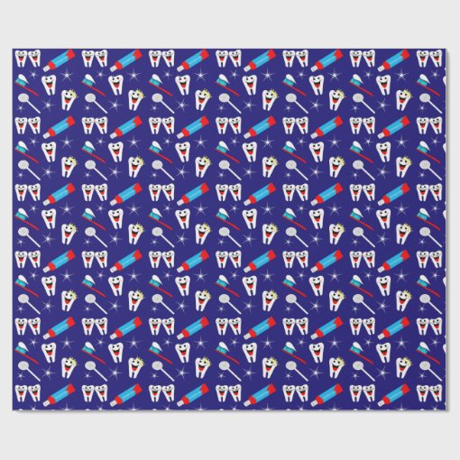 Fun Dental Clinic Dentist Cartoon Teeth Pattern Wrapping Paper | Zazzle