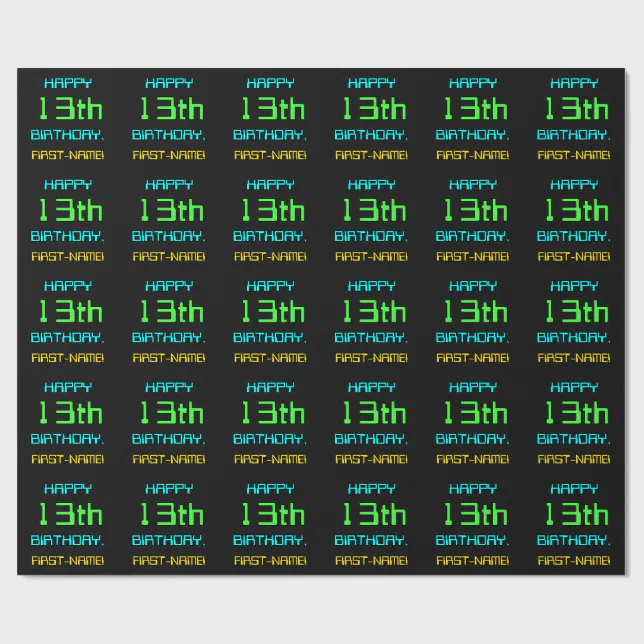 Fun Digital Computing Themed 13th Birthday Wrapping Paper | Zazzle