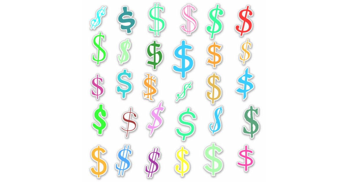 Fun Dollar Sign ($) Symbols Sticker | Zazzle
