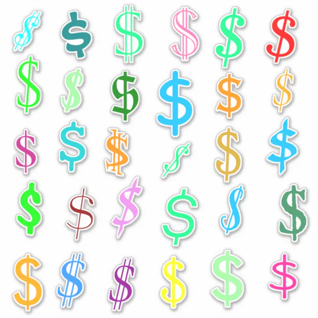 Fun Dollar Sign ($) Symbols Sticker | Zazzle