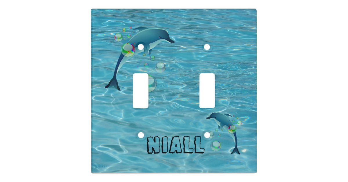 Fun Dolphins and Bubbles Ocean Personalized Light Switch Cover | Zazzle