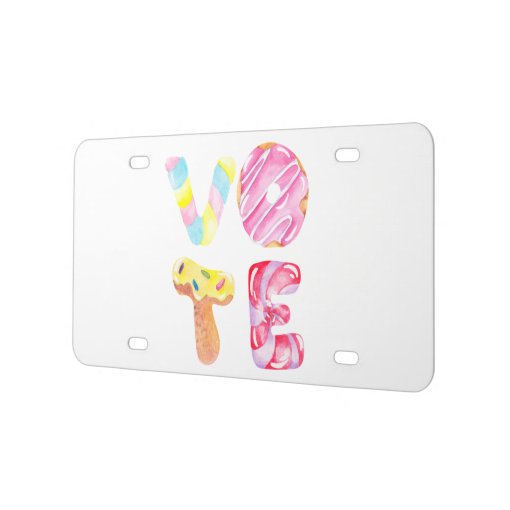 Fun Donuts and Candy Go Vote License Plate | Zazzle