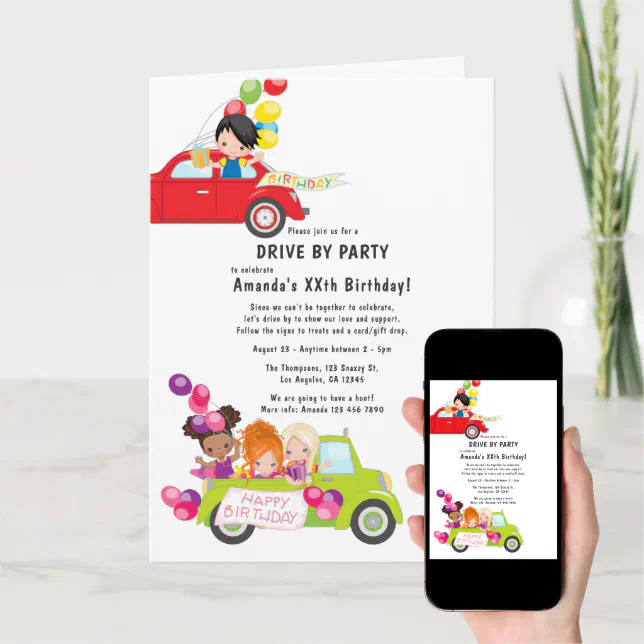Fun Drive By Birthday Party Invitation | Zazzle
